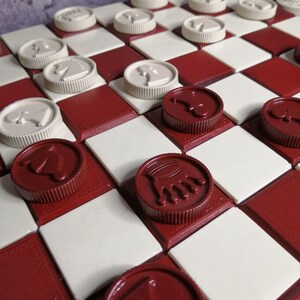 Medallion Chess Coins in Crimson and Ivory - Steampunk Chess - Checkers ...