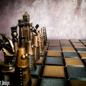 Industrial Steampunk Chess Set - Dieselpunk Chess Set - Hand Painted ...