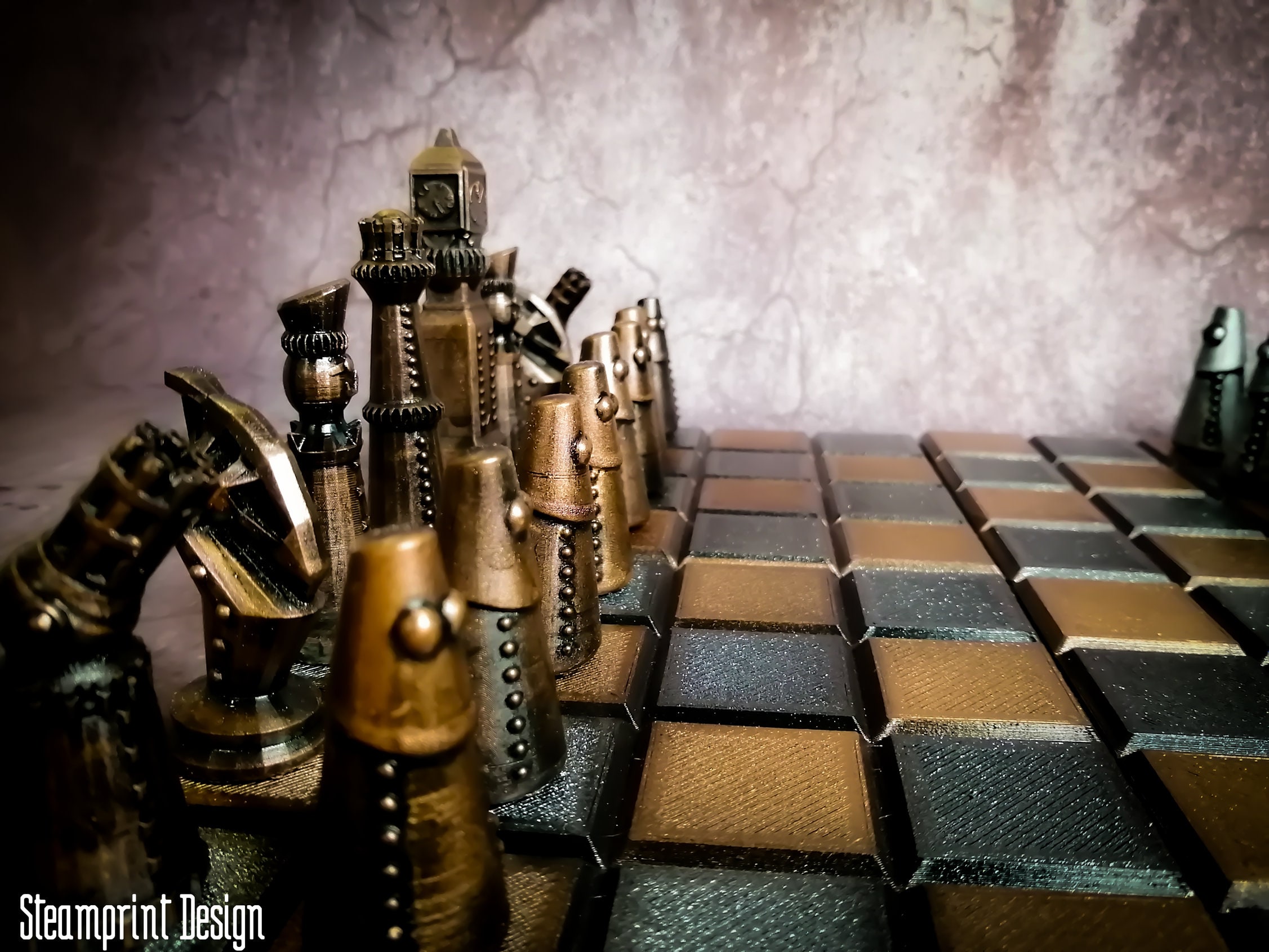 Industrial Steampunk Chess Set - Dieselpunk Chess Set - Hand Painted ...