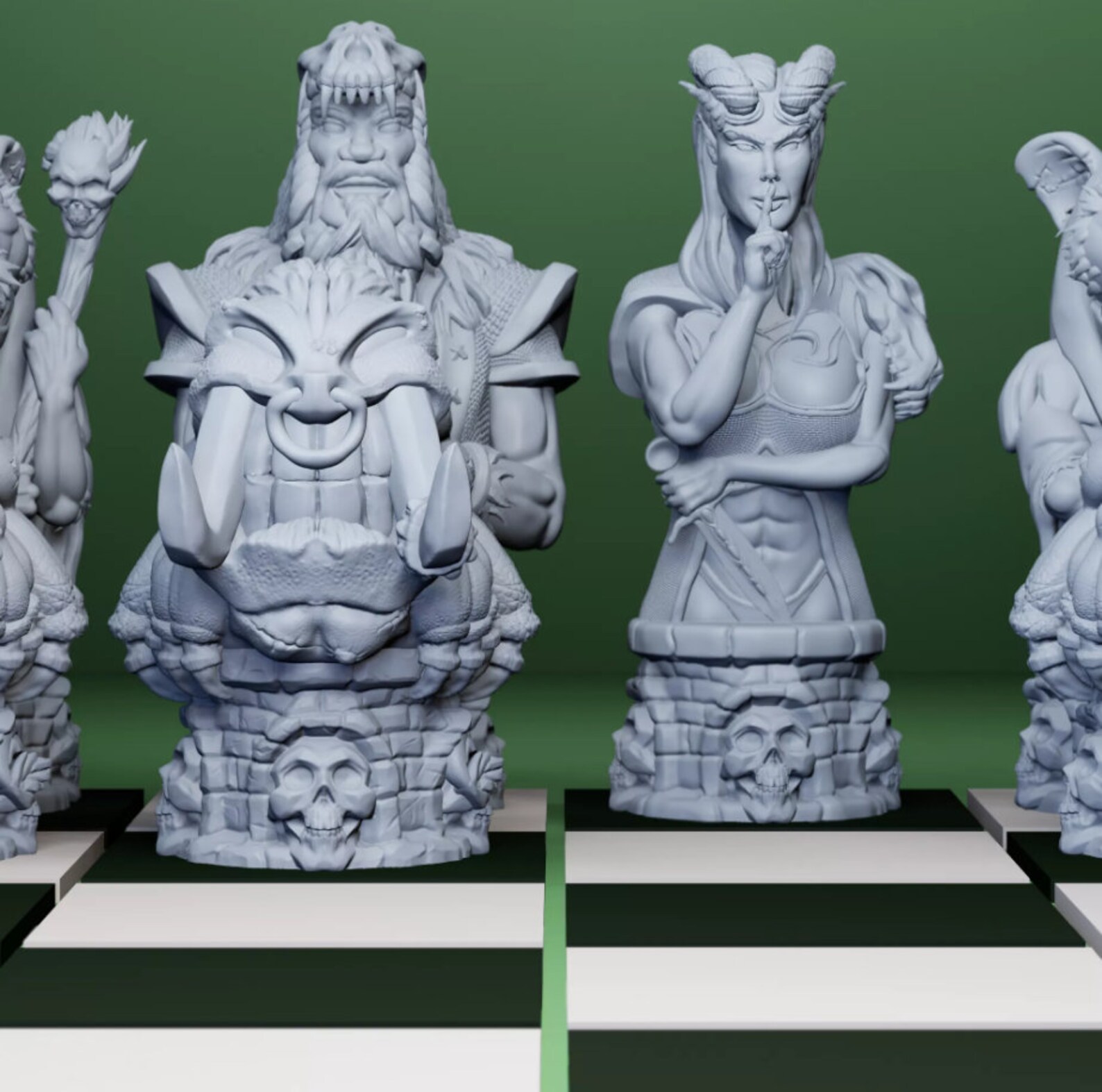 Chess Set Fantasy Nature Forest Monsters Chess Set - Etsy