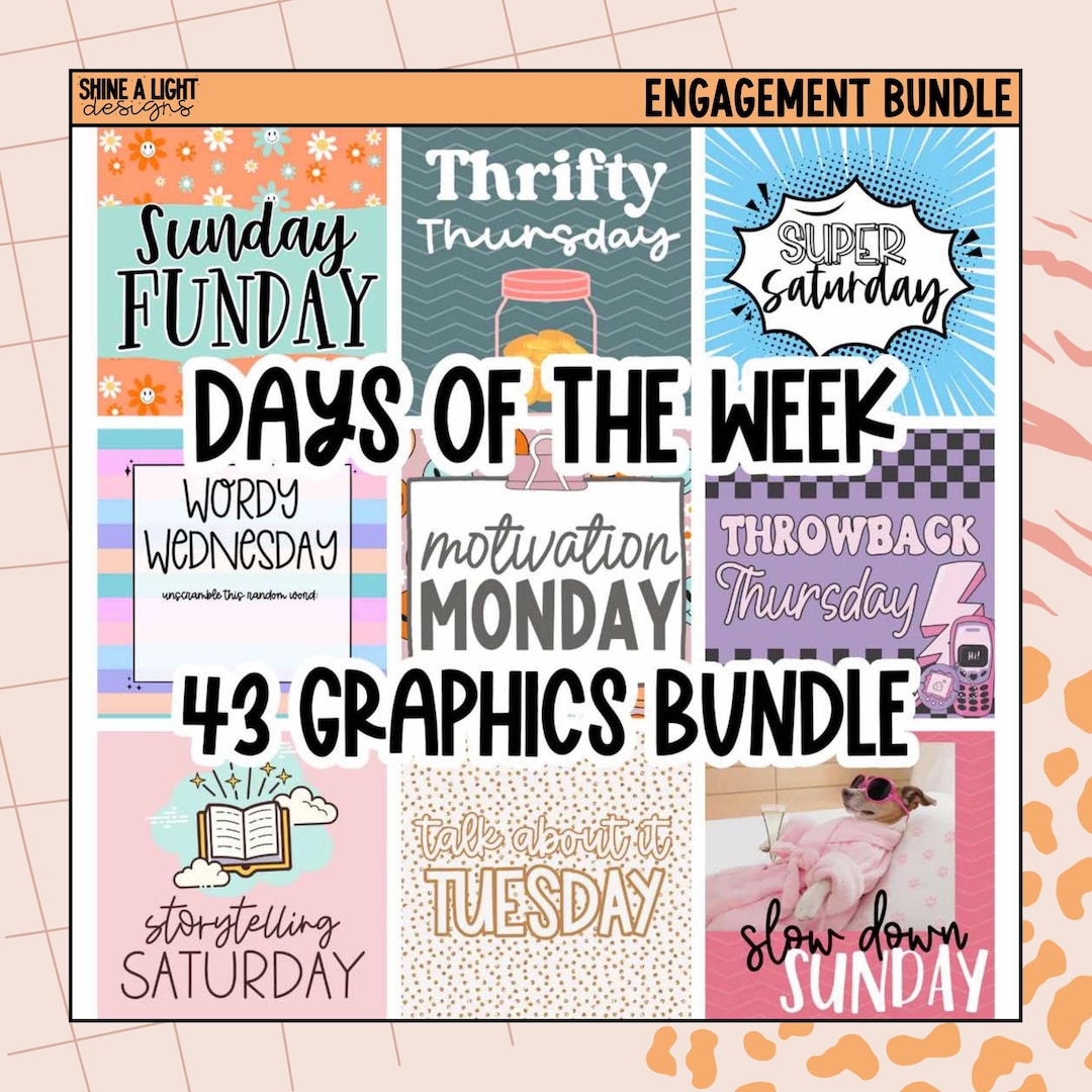 Days of the Week Graphic Bundle | Social Media Content | Interactive ...