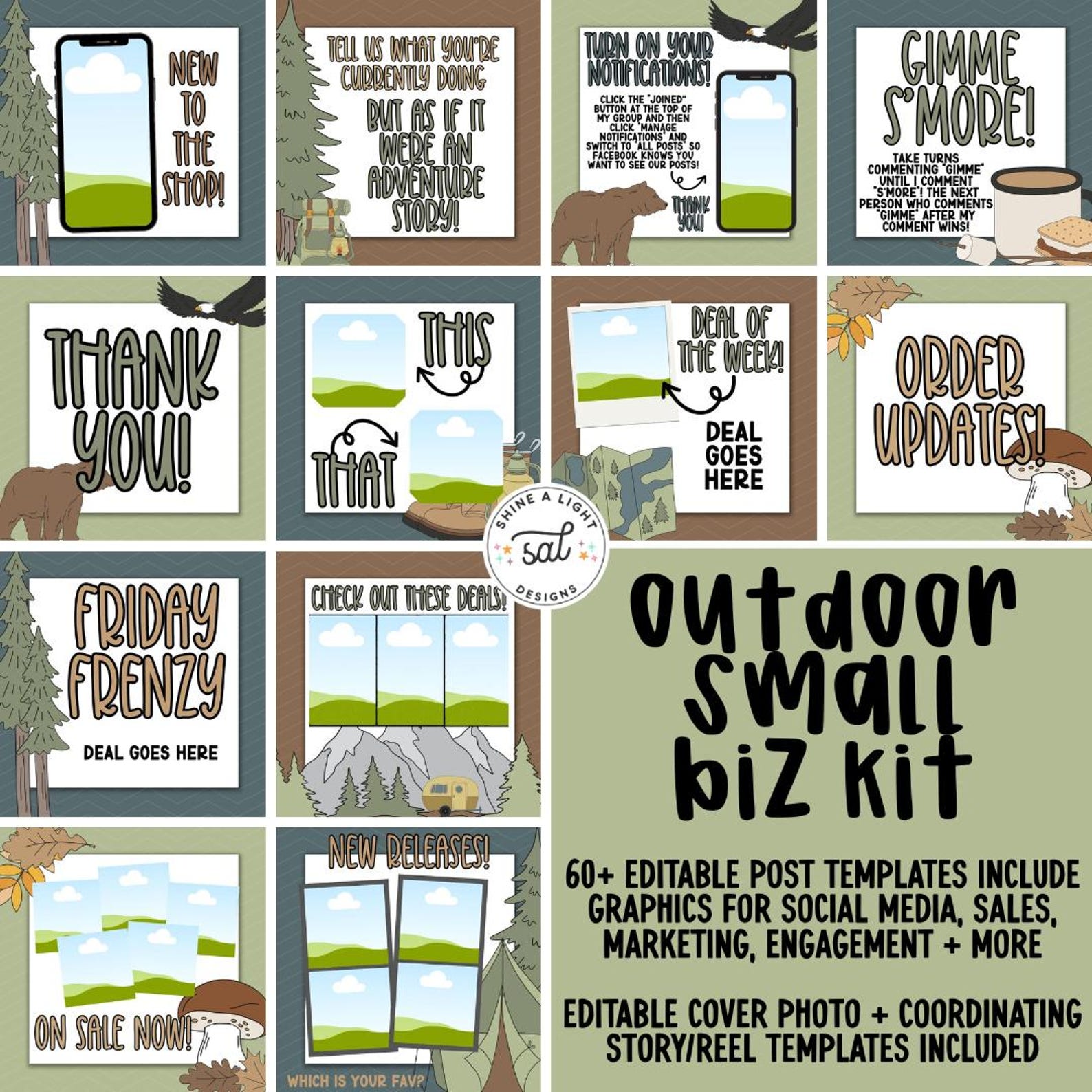 Outdoor Social Media Templates | Post Graphics + Captions |camping ...