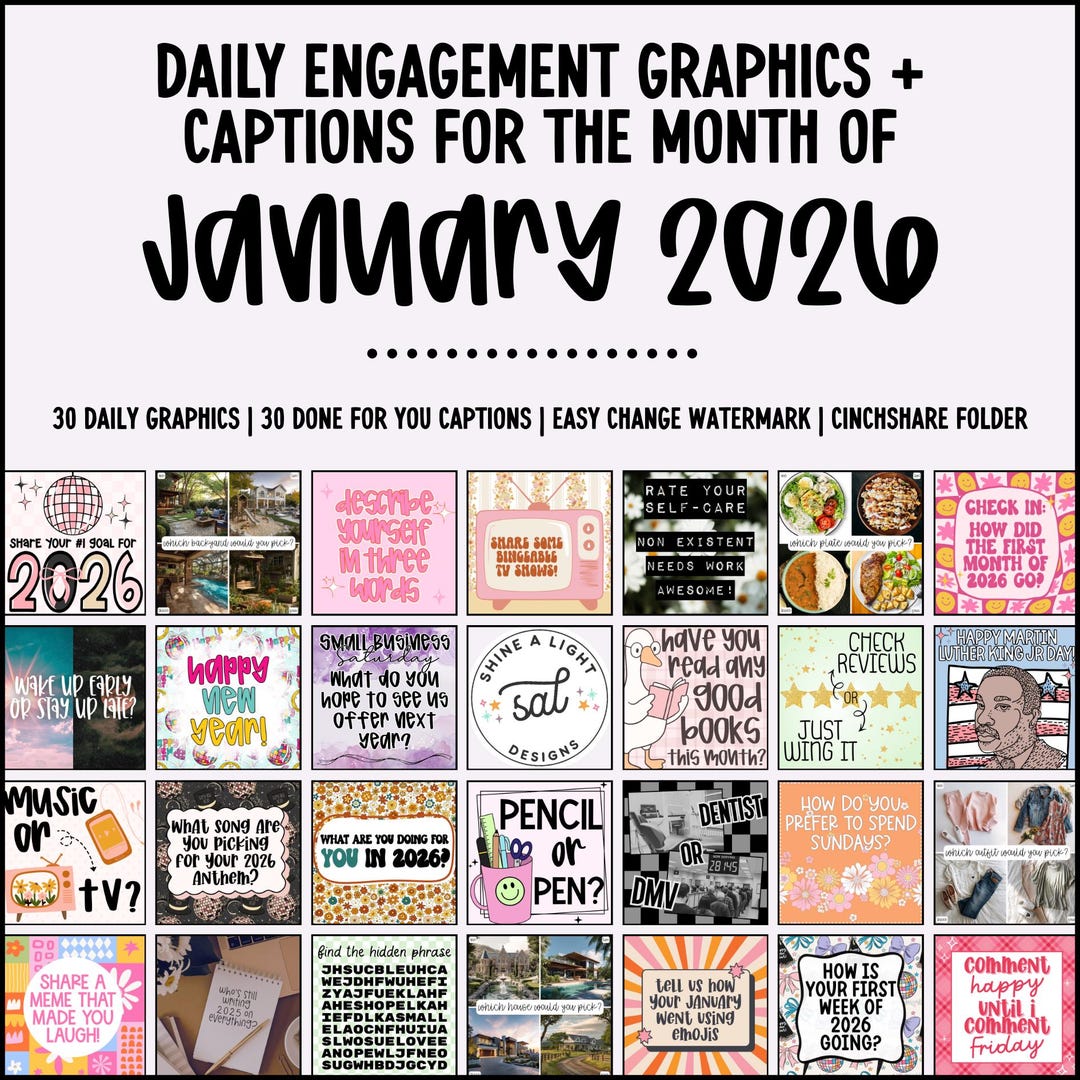 January 2026 Social Media Engagement Plan | Graphics + Captions ...
