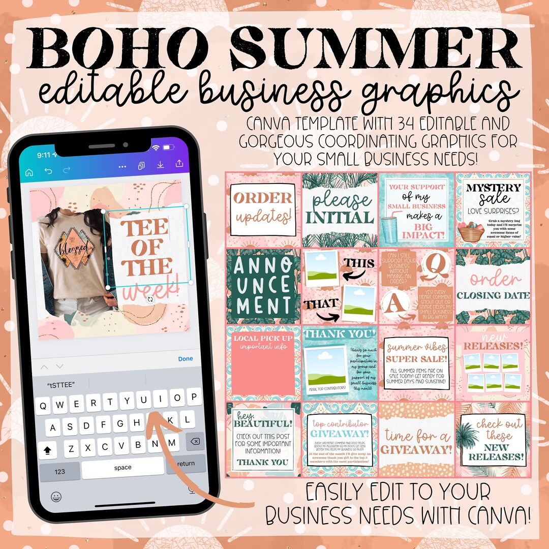 Canva-editable Boho Summer Themed Graphics - Etsy