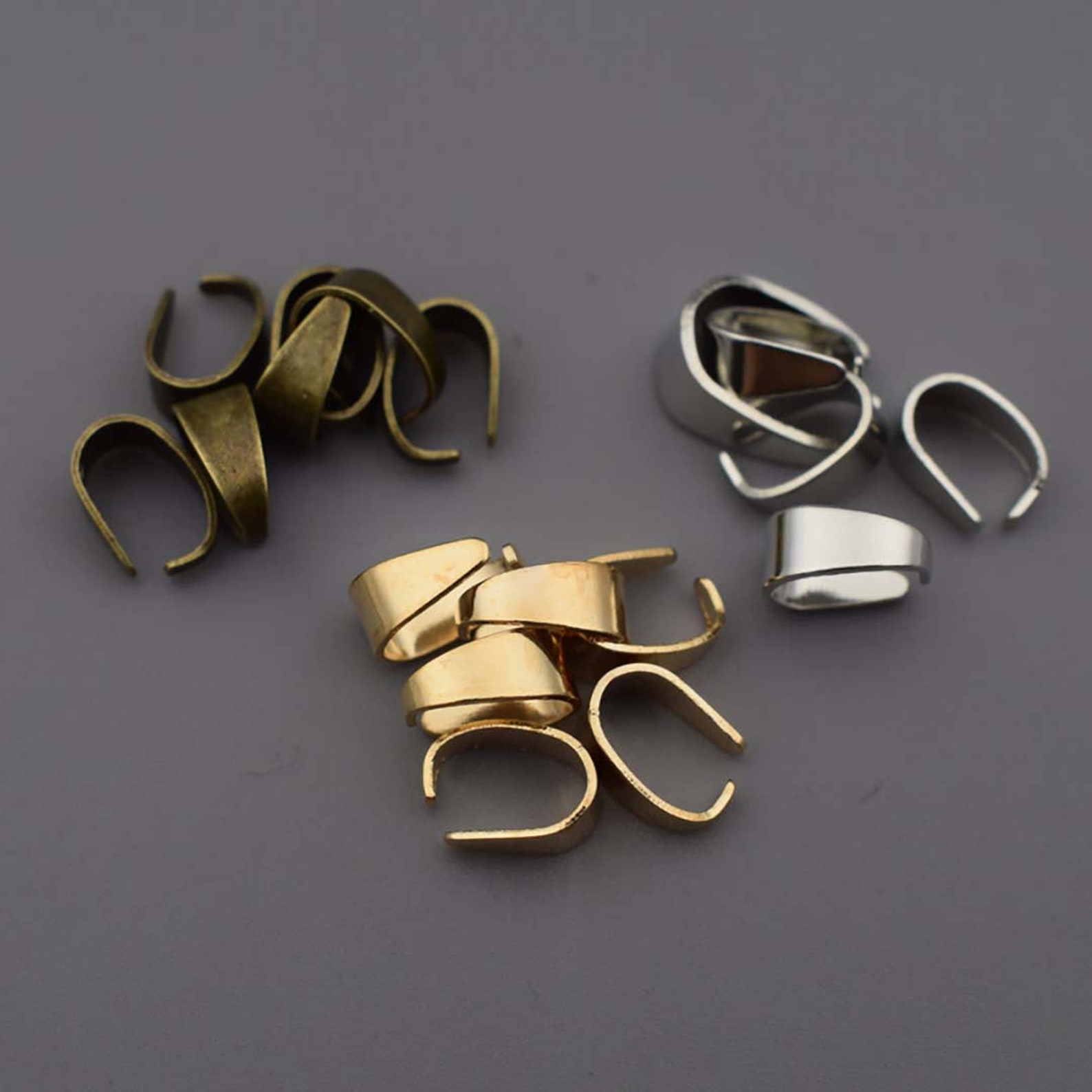 Bulk100/300/1000 PCS Pinch Bails, Mix Snap Open Bail Pendant Clips ...