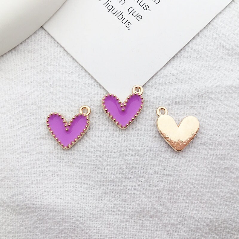 10/20/30pcs Enamel Charm Heart Gold Plated Pendant，enamel Mini Love ...