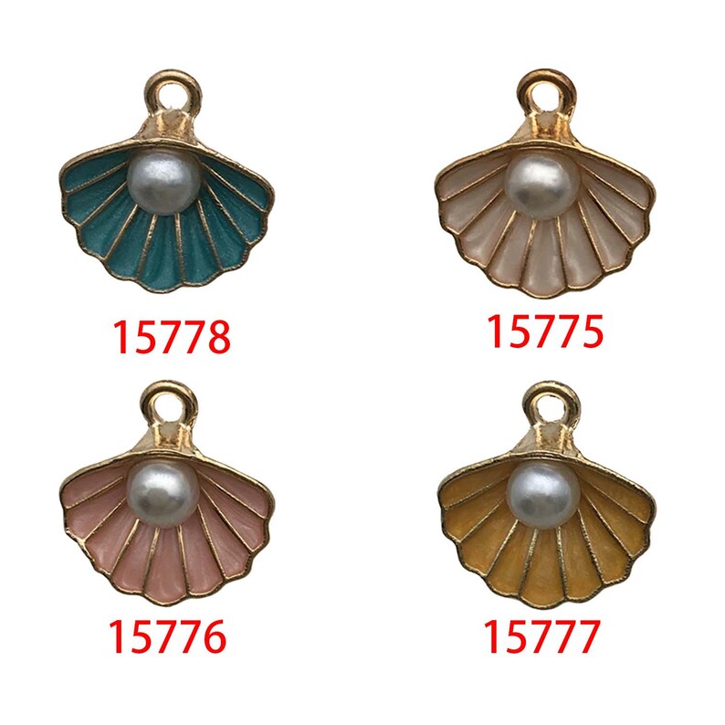 5/10pcs 14*15mm Enamel Inlaid Pearl Shell Charms Alloy Marine Life ...