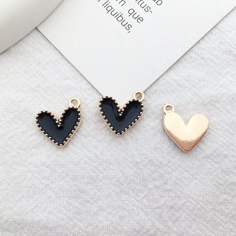10/20/30pcs Enamel Charm Heart Gold Plated Pendant，enamel Mini Love ...