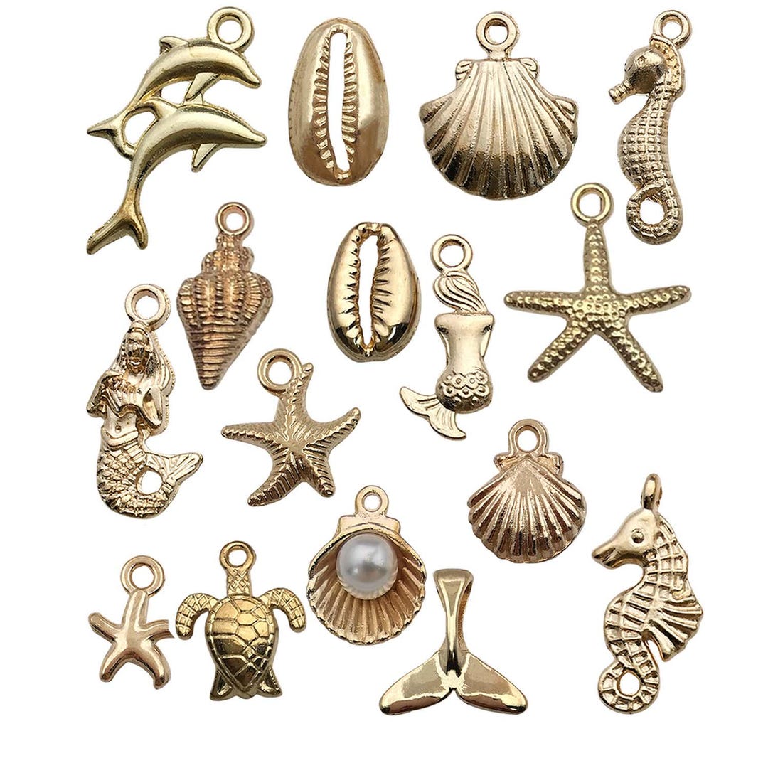 10/16pcs Marine Life Charms Alloy Starfish, Shell, Conch Design ...