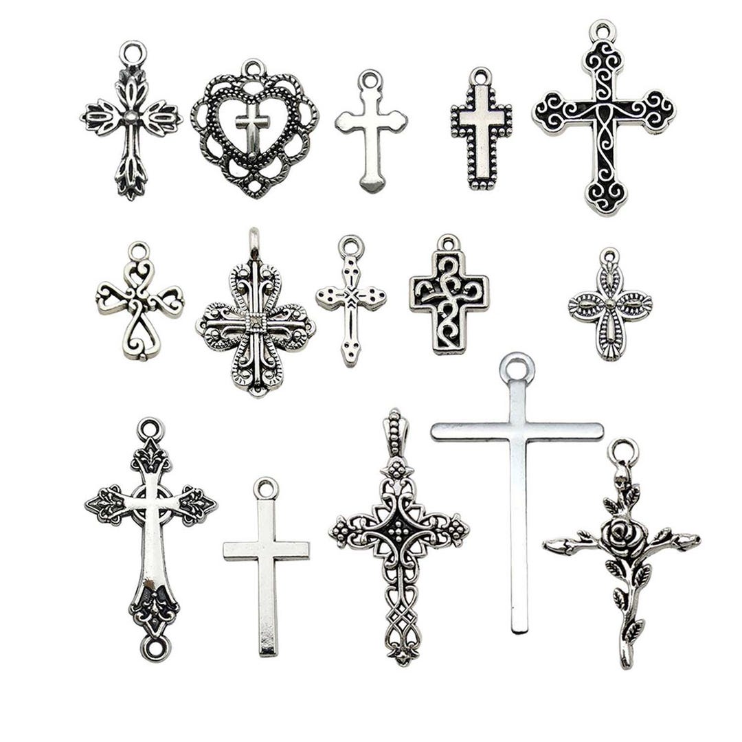 10/20/30pcs Vintage Cross Design Charms Alloy Metal Pendants for DIY ...
