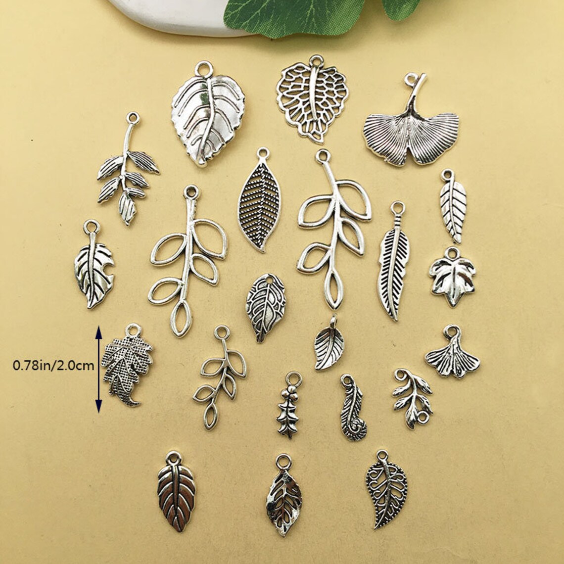 20pcs Mixed Leaves Charm Charms BULK Antique Silver Tone，for DIY Hand ...