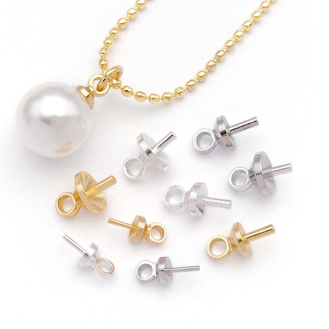 20pcs 18K Real Gold Plated Brass Eye Pin, Bail Top Drilled Beads End ...