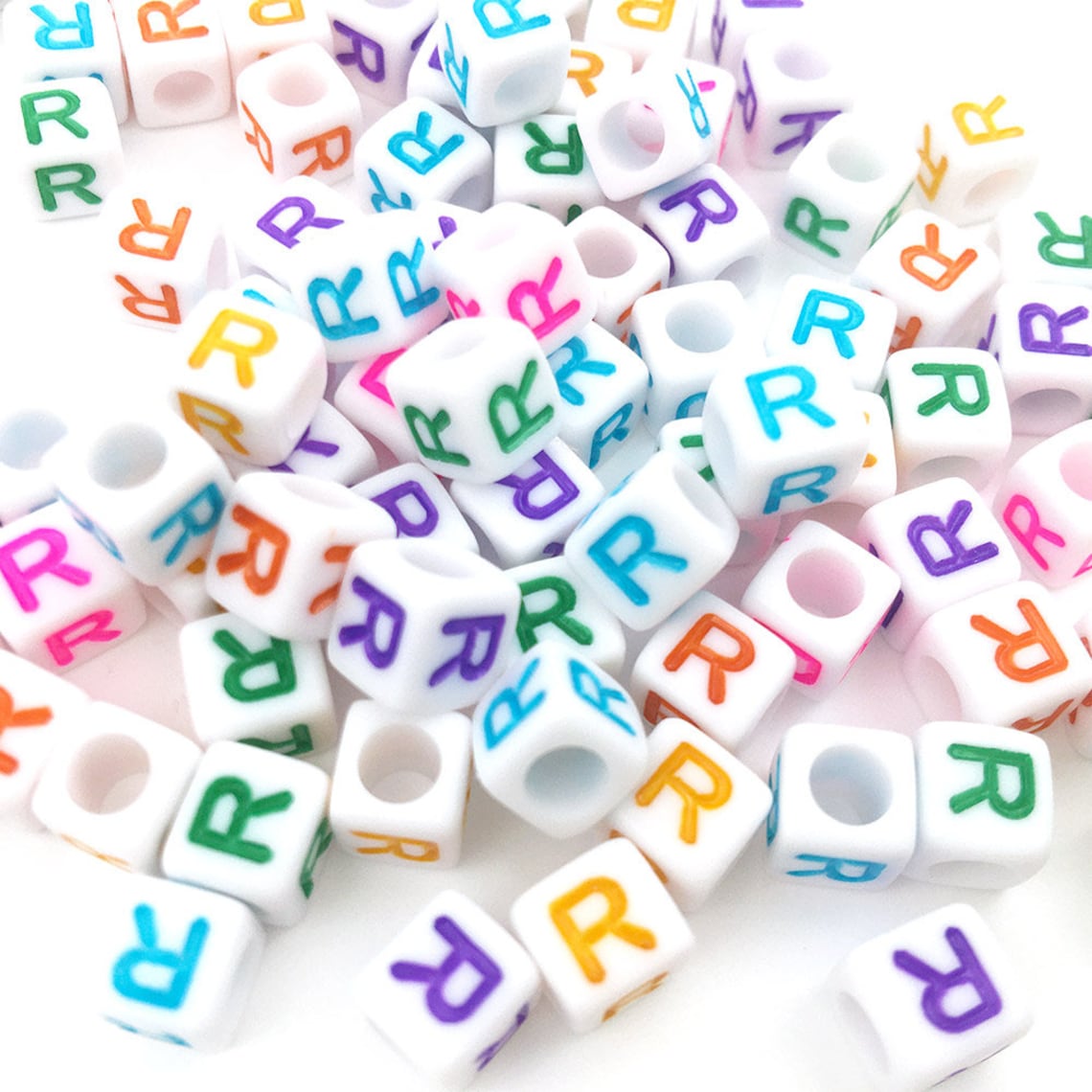 100/200/300pcs Rainbow Cube Square Letter Beadsalphabet - Etsy