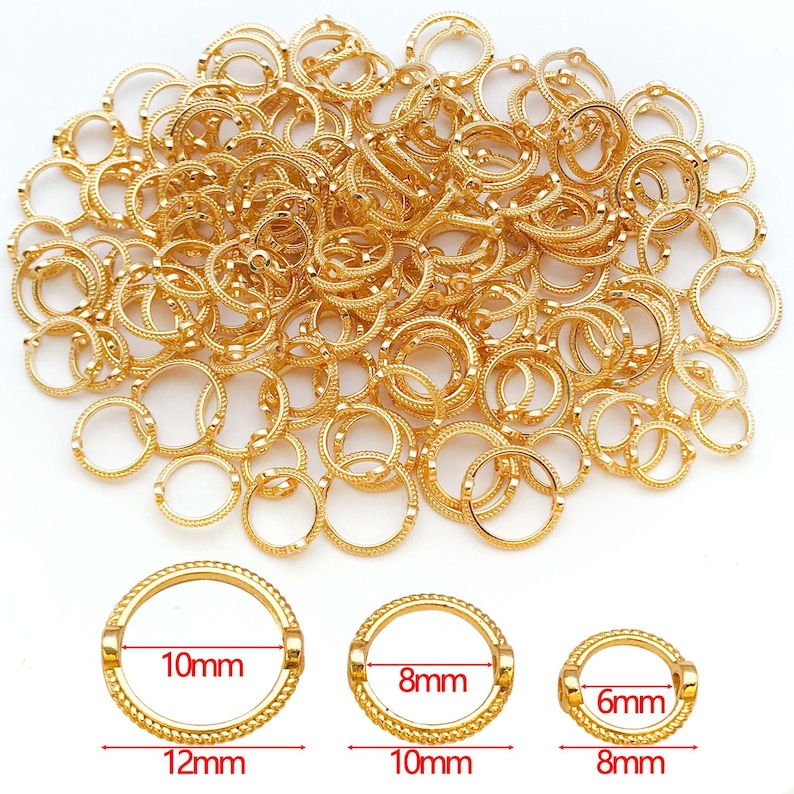 20pcs 8/10/12mm 18K Real Gold Plated Brass Bead Circle Frame ...