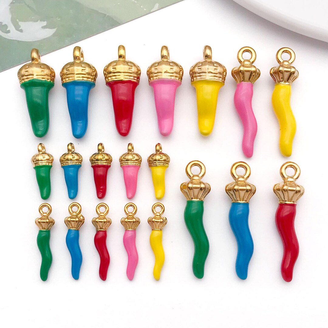 5/10pcs Stainless Steel Chili Pepper Charms Fruits Vegetable Pendants ...