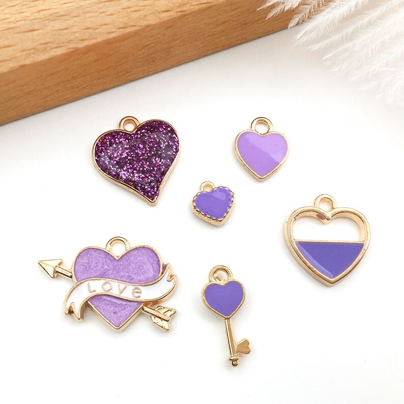 Mixed 30pcs Assorted Purple Enamel Charms Collection，bulk Delicate Cute ...