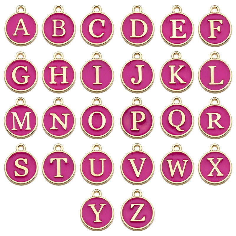 10pcs/lot Colorful Alphabet Letter Double Face Enamel Charms - Etsy