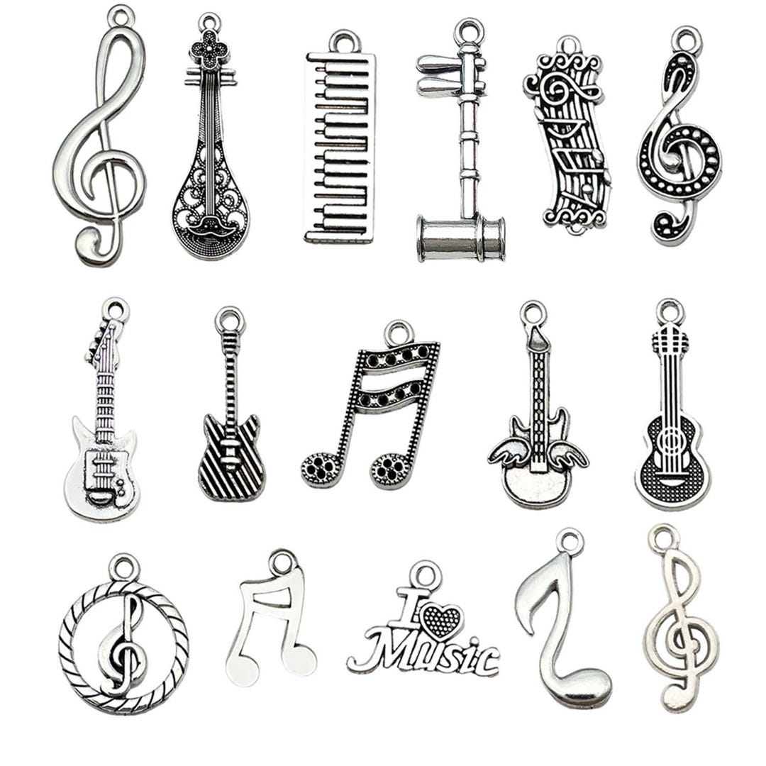 10/15pcs Music Instrument Charms Alloy Guitar, Erhu, Music Symbol ...