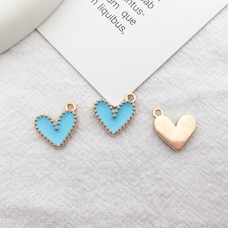 10/20/30pcs Enamel Charm Heart Gold Plated Pendant，enamel Mini Love ...