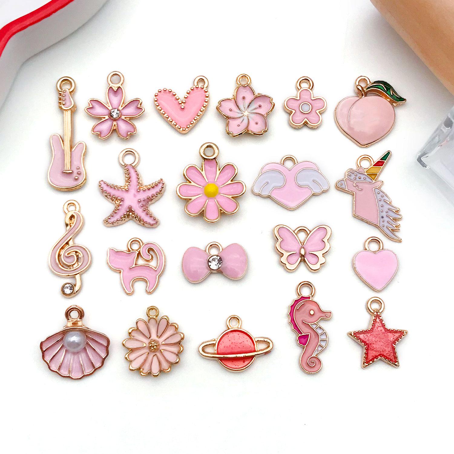 20/200pcs Enamel Charms Alloy Various Styles Pendants for DIY Bracelets ...