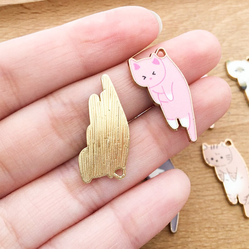 5/10/15pcs Enamel Cat Charms Cartoon Cat Gold Plated Enamel - Etsy