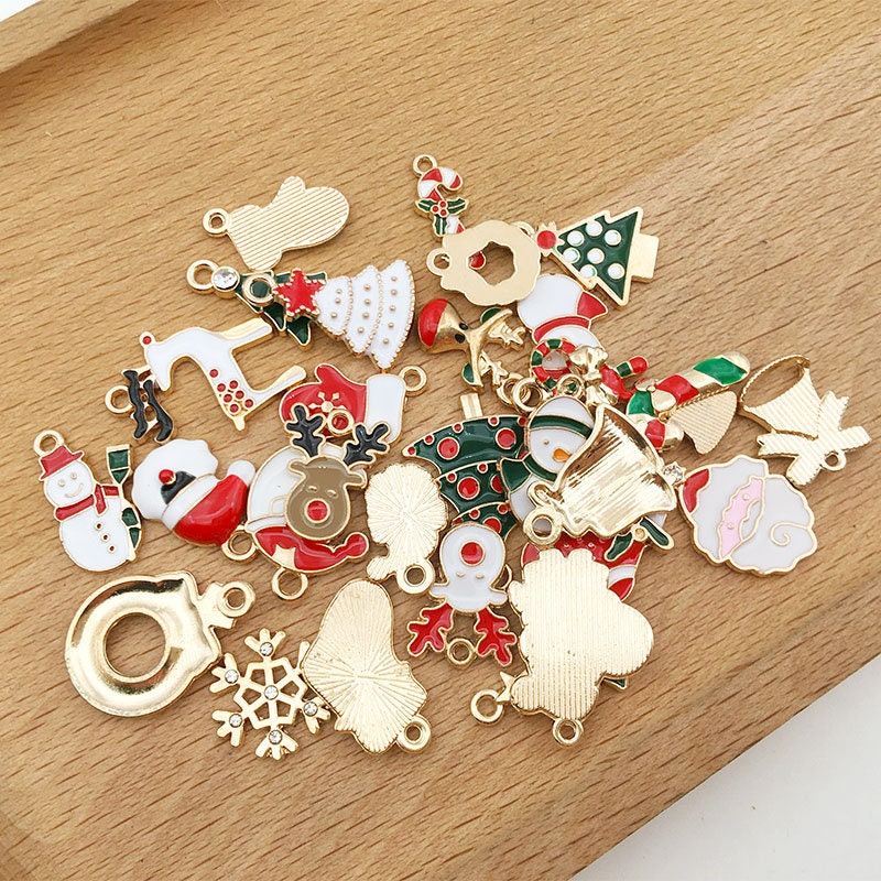 5/10/15pcs Enamel Christmas Charms Collection, Santa Claus Trees ...
