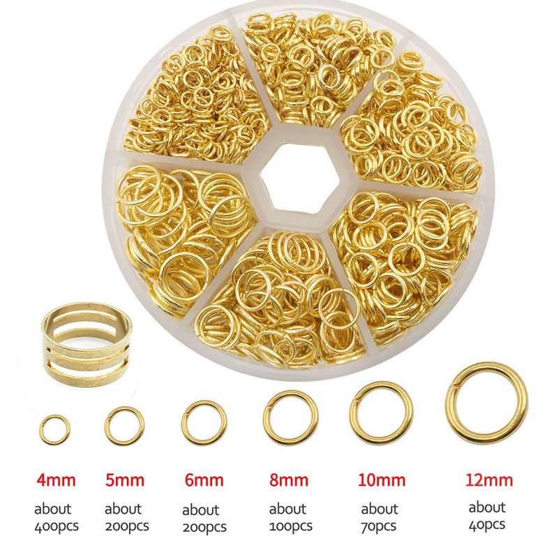 Mix 1000pcs 4/5/6/8/10/12mm Jump Rings，7 Color Split Rings Connectors ...