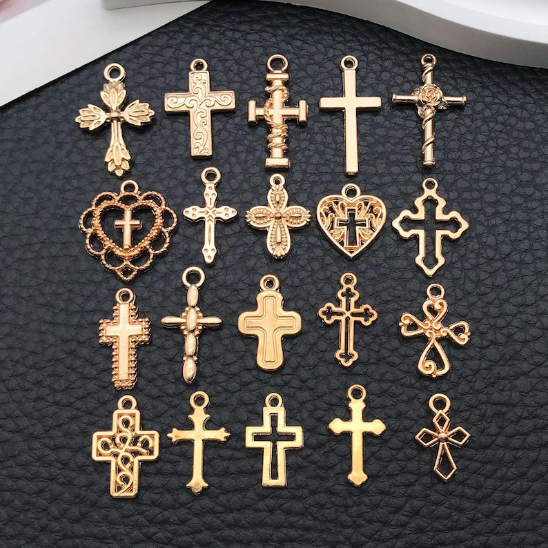 20pcs KC Golden Retro Cross Design Charms Alloy Pendants for DIY ...
