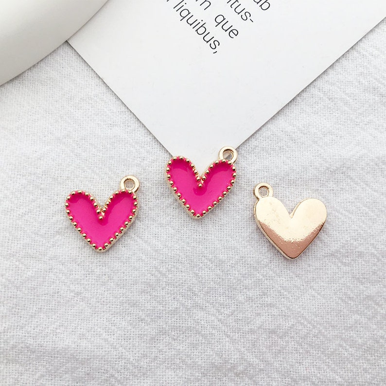 10/20/30pcs Enamel Charm Heart Gold Plated Pendant，enamel Mini Love ...