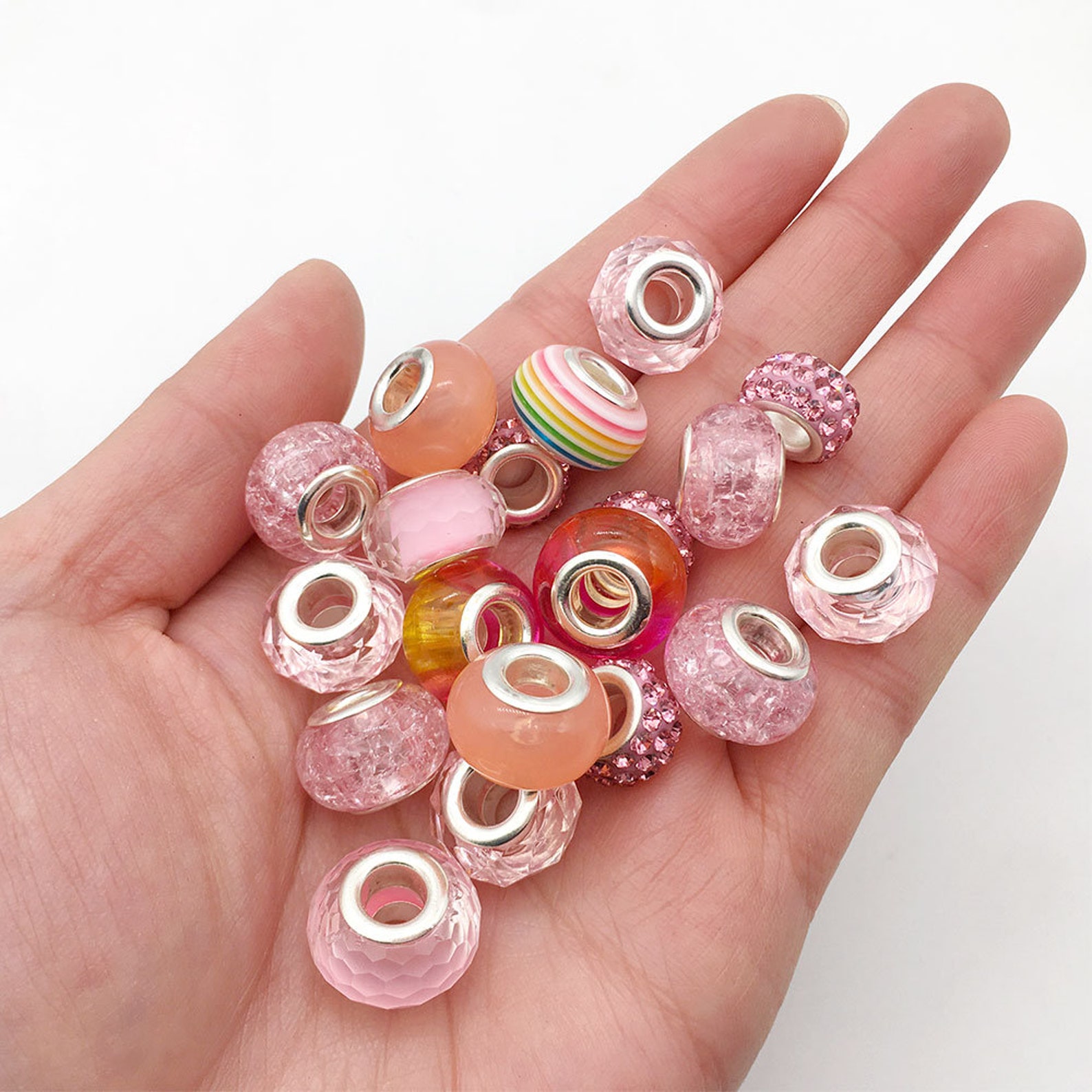 Europe Charm Pink Bracelet Making Kit，diy Beaded Jewelry Making Kit for ...