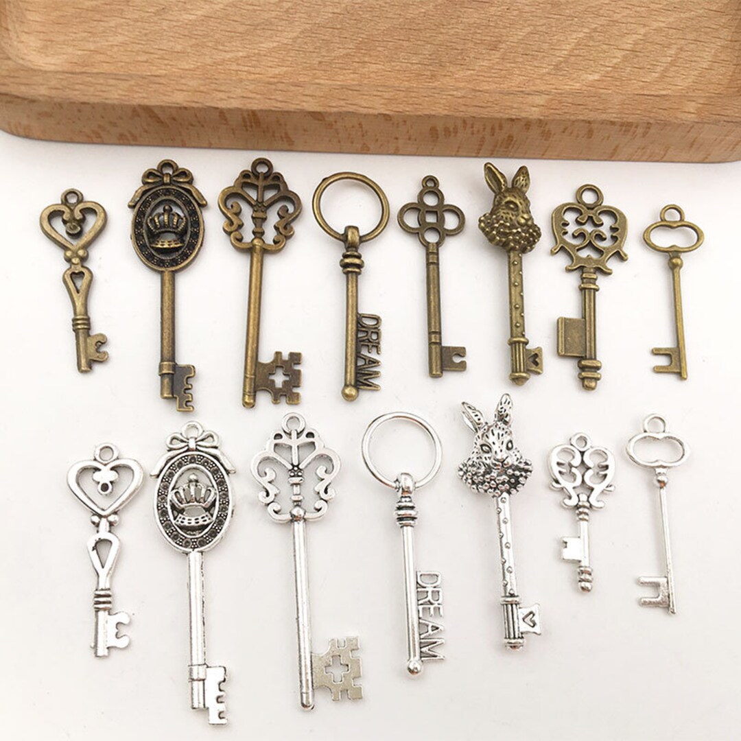 10/20/30pcs Antique Silver Key Charms，bulk Ancient Bronze Key Charms ...