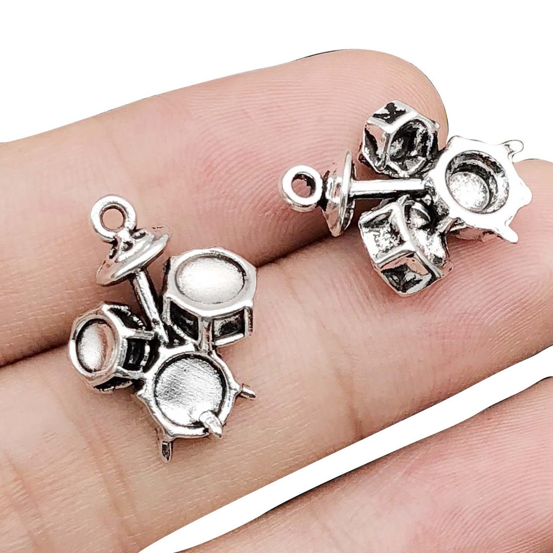 10/20pcs 16*20mm Antique Silvery Drum Design Charms Alloy Music ...