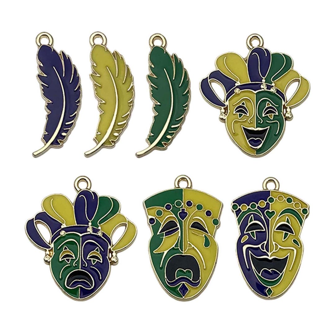 7/10pcs Kamen Ball Carnival Charms Alloy Mask Feather Headgear Pendants ...