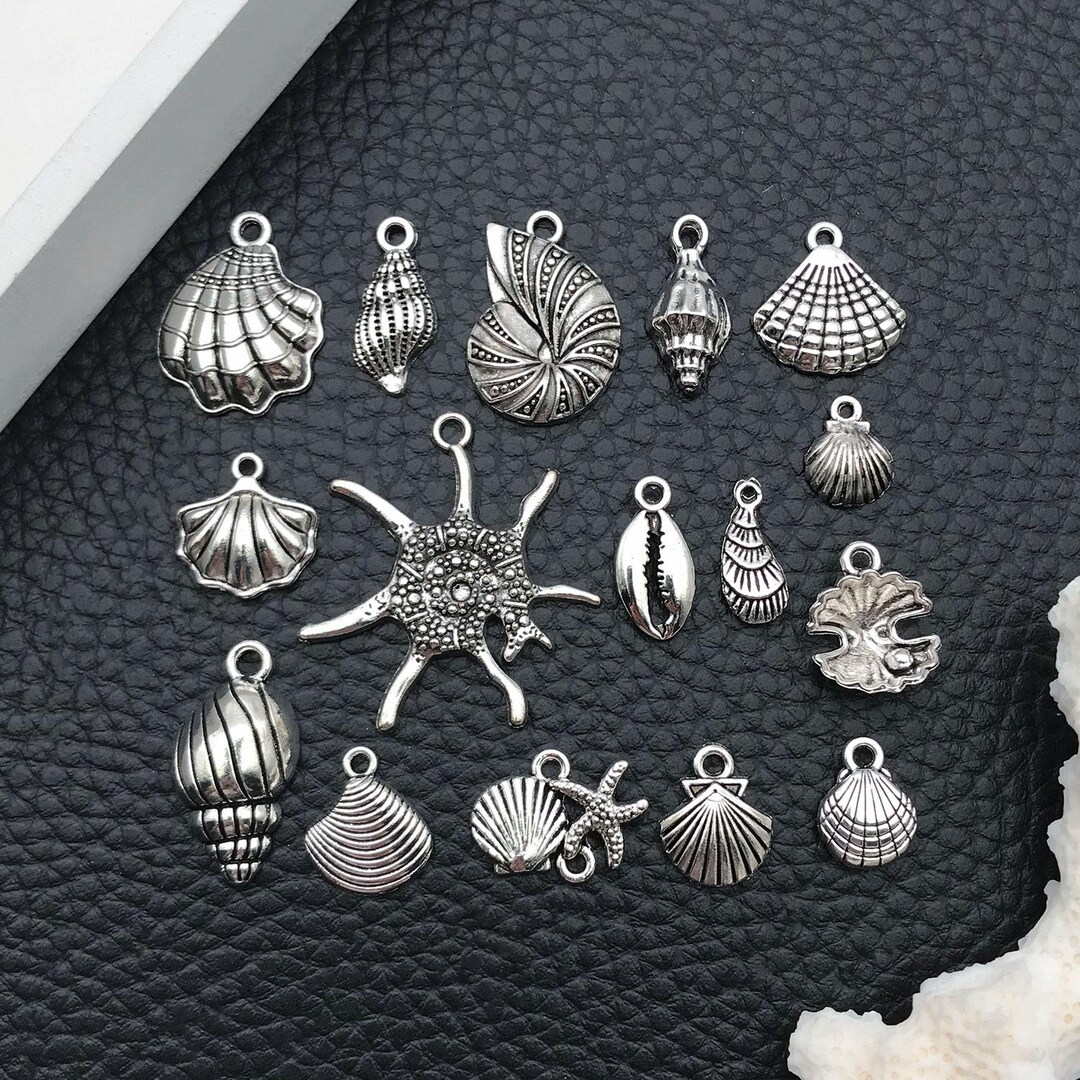 10/16pcs Marine Life Charms Alloy Shell, Conch, Starfish Pendants for ...