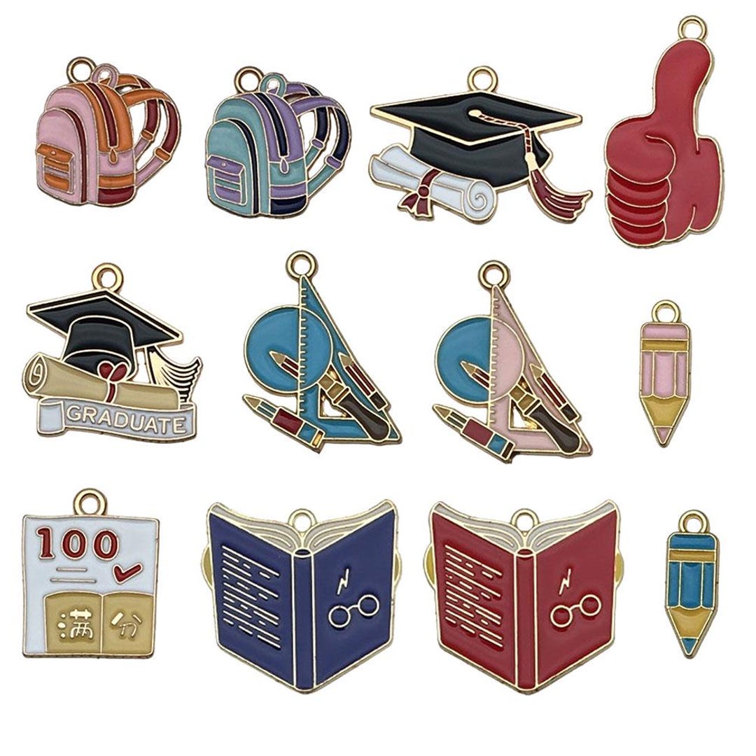 10/12pcs Graduation Season Charms, Alloy School Bags, Books, Bachelor's ...