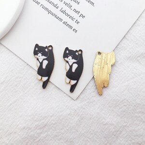 5/10/15pcs Enamel Cat Charms Cartoon Cat Gold Plated Enamel Pendants ...