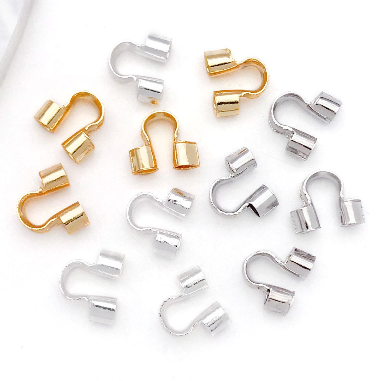 20pcs 18K Real Gold Plated Brass U Shape Clasps Protection Wire Closure ...