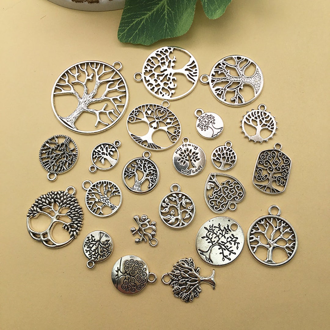20pcs Mixed Tree of Life Charm Charms BULK Antique Silver Tone ...