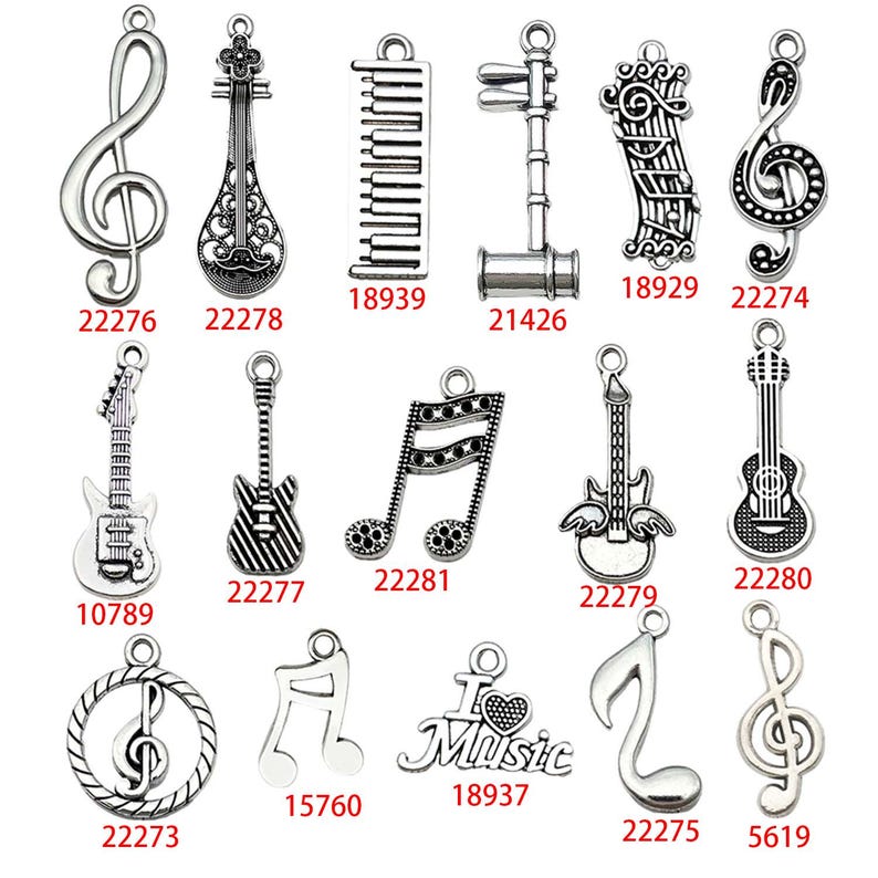 10/15pcs Music Instrument Charms Alloy Guitar, Erhu, Music Symbol ...