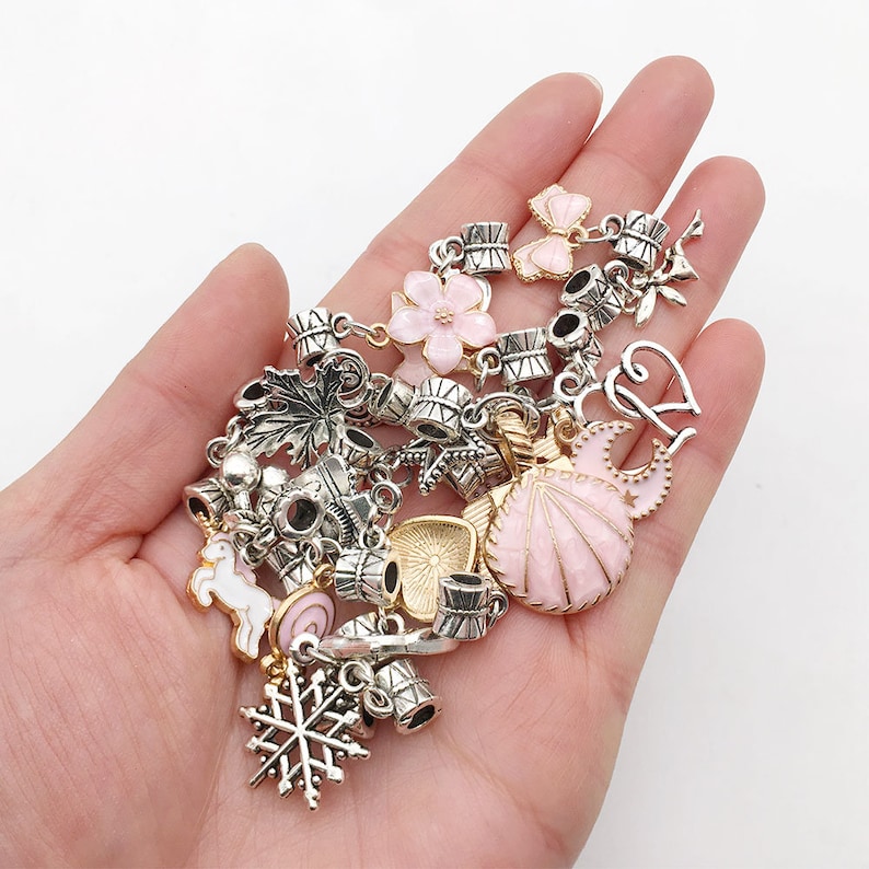 Europe Charm Pink Bracelet Making Kit，diy Beaded Jewelry Making Kit for ...