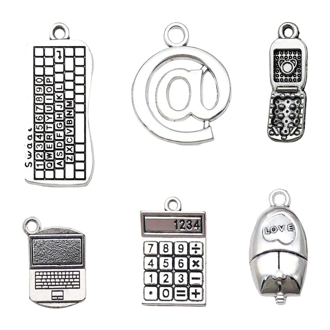 10/20/30pcs Computer, Keyboard, Mouse, Cell Phone Charms Alloy ...
