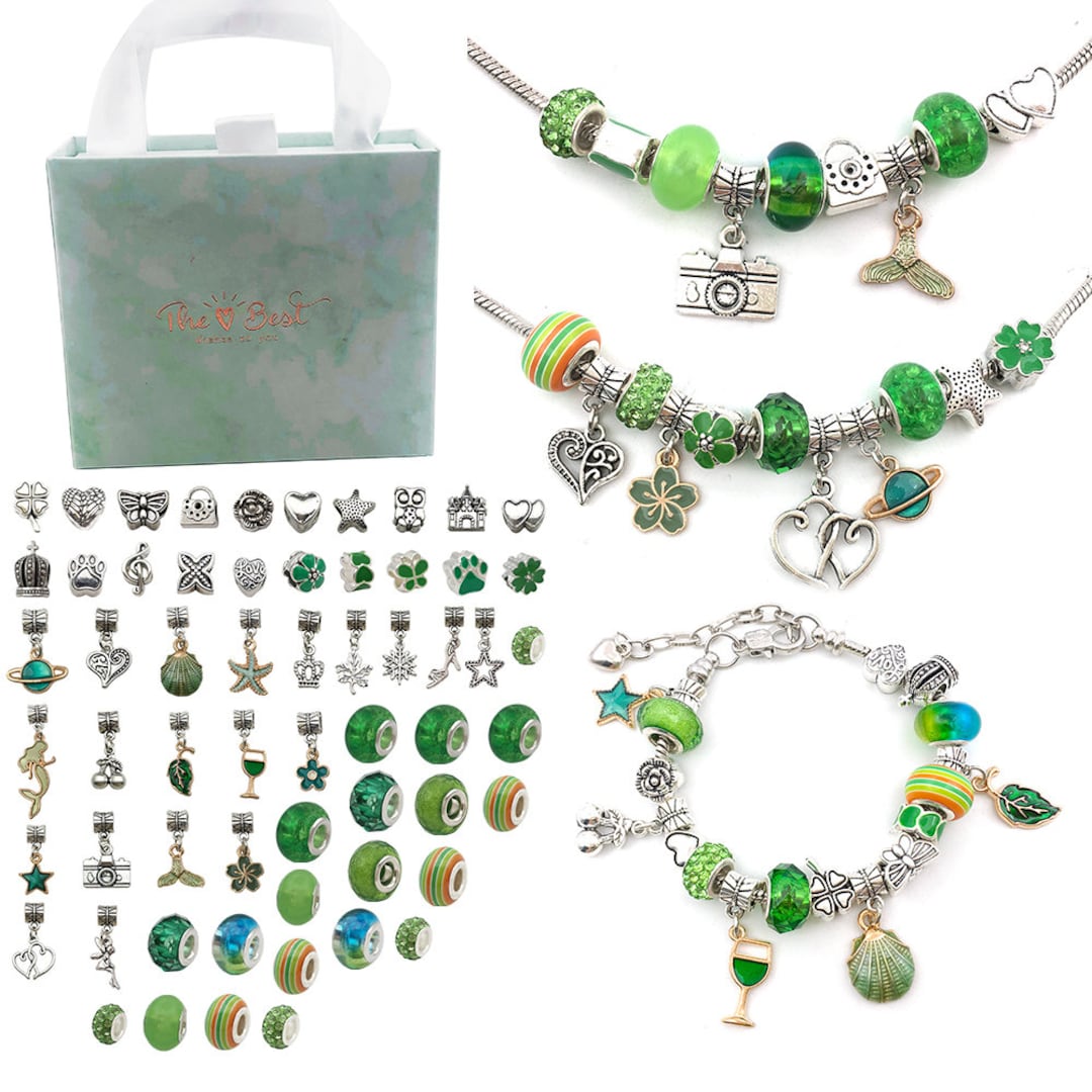 Europe Charm Green Bracelet Making Kit，diy Beaded Jewelry Making Kit ...