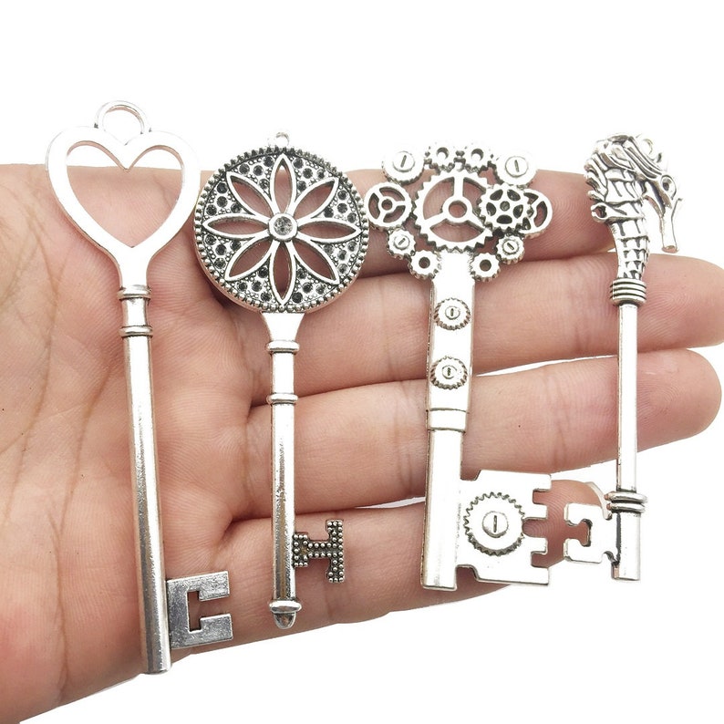 12 Big Key Collection Antique Silver Wedding Skeleton - Etsy