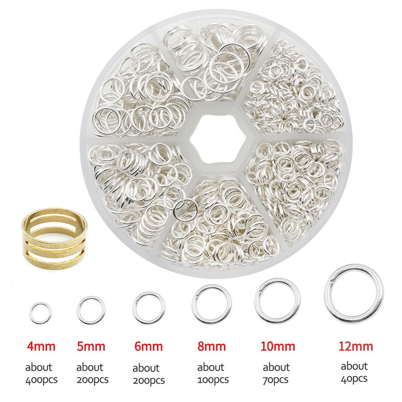 Mix 1000pcs 4/5/6/8/10/12mm Jump Rings，7 Color Split Rings Connectors ...