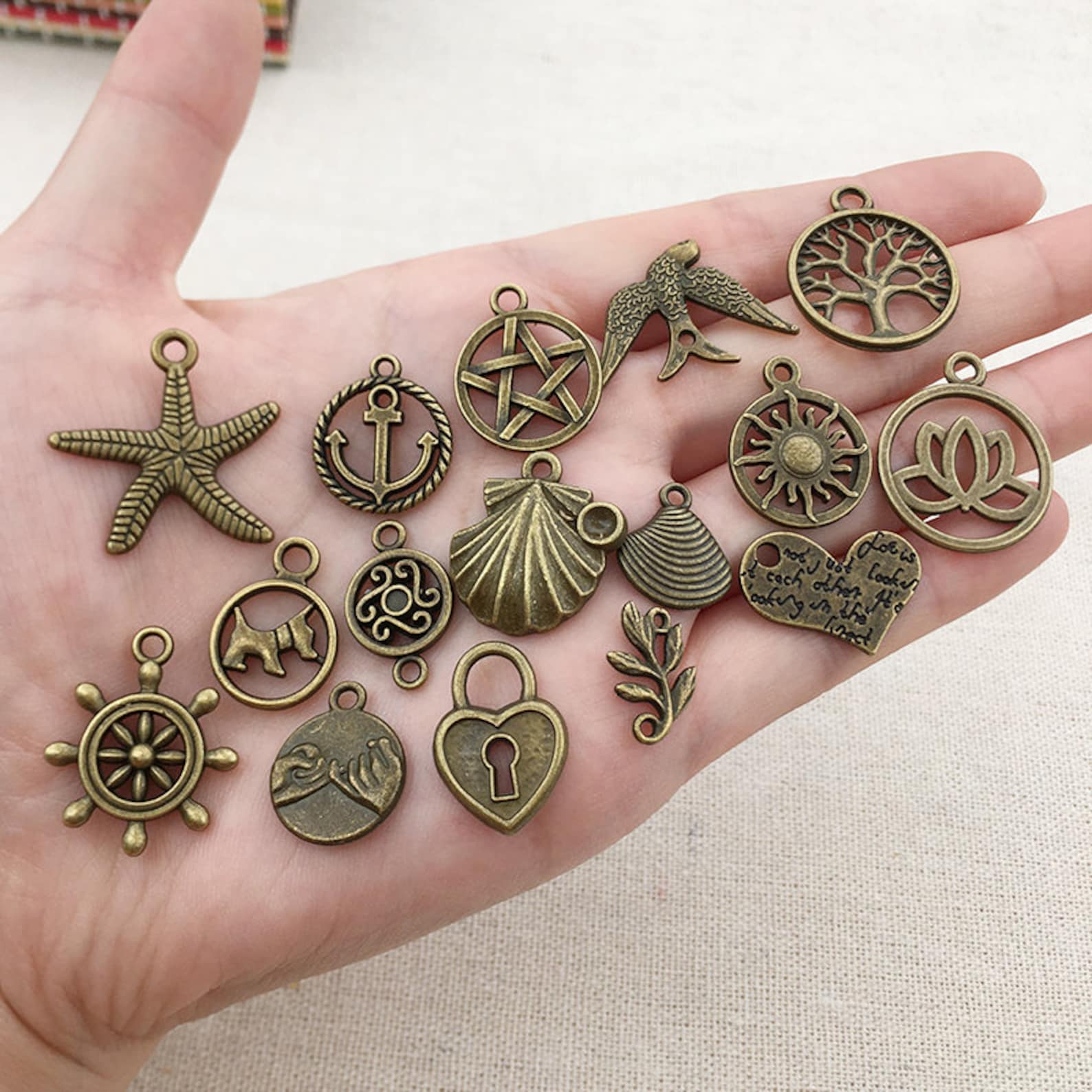 100pcs Assorted Mixed Charms in BULK Antique Bronzetone，wholesale Mixed ...