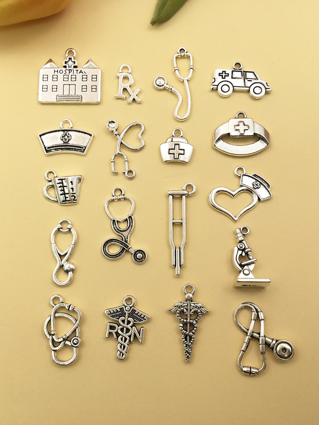 20pcs Mixed Medical Nurse Cap Charms BULK Antique Silver Tone ...