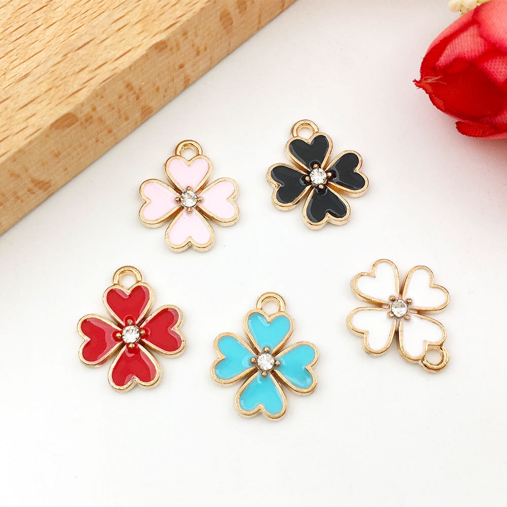 5/10/15PCS Enamel Lucky Clover Charms Four Leaf Clover Charms - Etsy UK