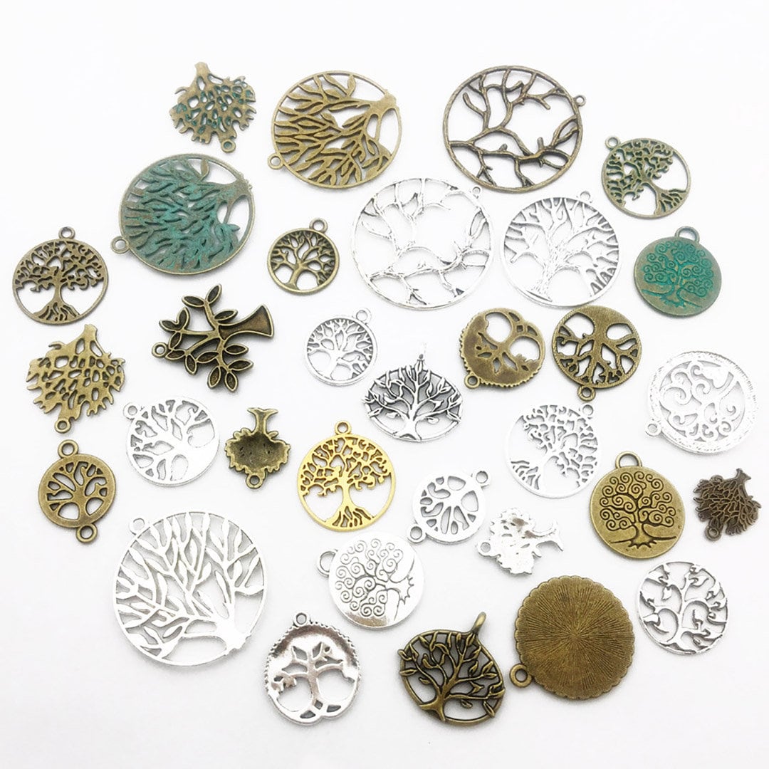 100g Tree of Life Charms Collection Mixed Antique Gold - Etsy