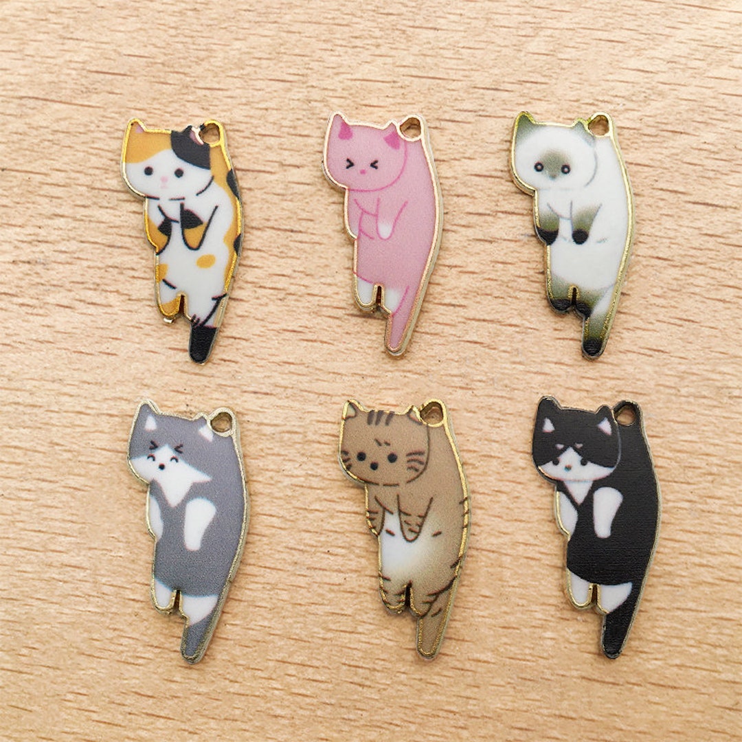 5/10/15pcs Enamel Cat Charms Cartoon Cat Gold Plated Enamel Pendants ...