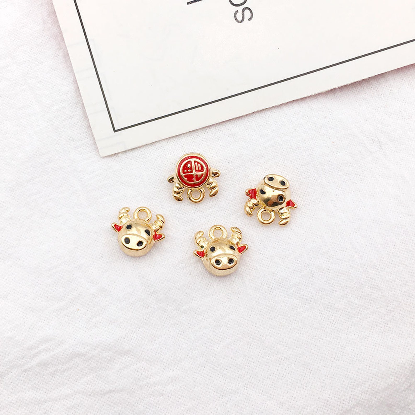 5/10/15PCS New Year Style Charms Enamel Chinese New Year Charms Lunar ...